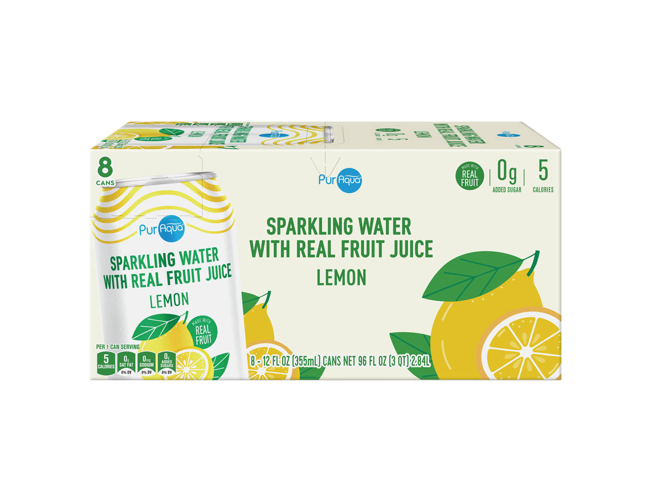 PurAqua Sparkling Water with Lemon Juice 8 pack